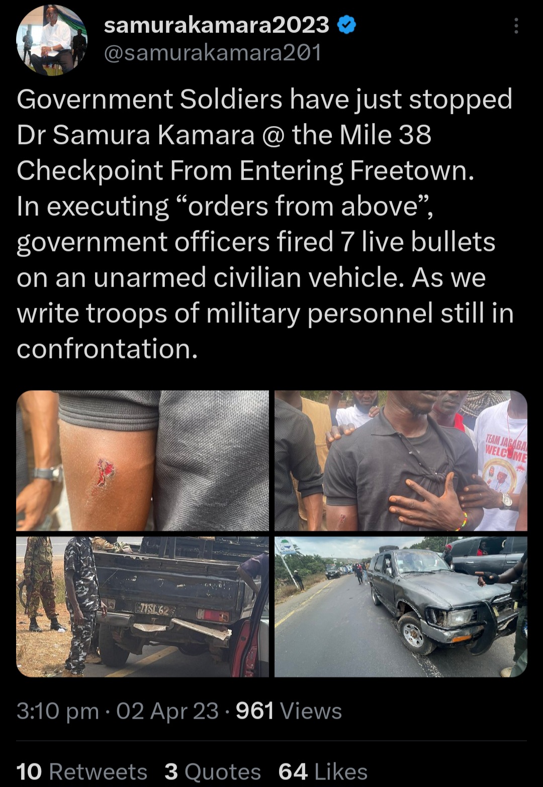 Soldiers Stop Samura Kamara at Mile 38, Fire Gunshots
