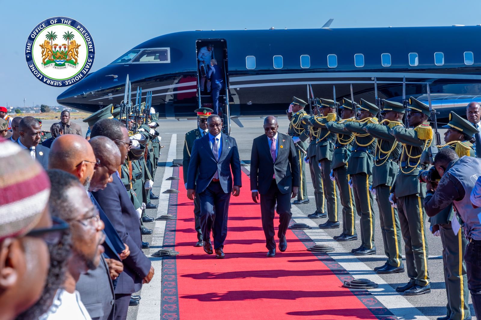 President Julius Maada Bio Arrives in Angola for EU–AU Summit